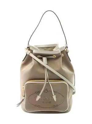 Prada Canapa Logo Bucket Bag - Brown