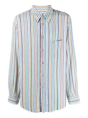 Missoni 1990s Striped Chevron-print Shirt - Blue