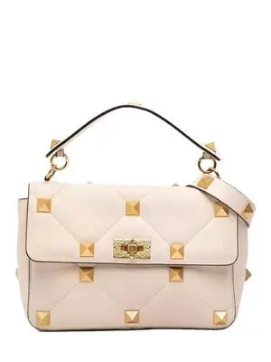 Valentino Garavani Grained Calfskin Roman Stud Satchel - White