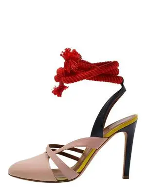 MALONE SOULIERS X Roksanda 100mm Rope-tie Leather Pumps - Neutrals
