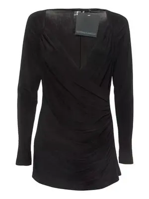 Norma Kamali Draped V-neck Top - Black