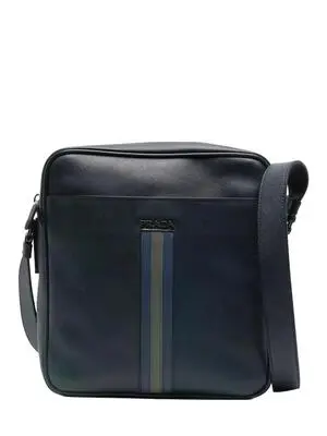 Prada 2010s Stripe-detail Messenger Bag - Blue