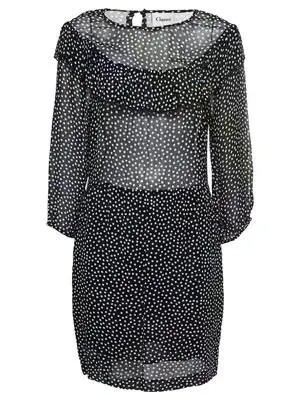 GANNI Polka-dot Ruffle Dress - Black