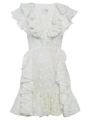 Giambattista Valli Ruffled Floral Mini Dress - White