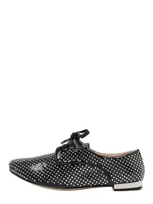 Miu Miu Crystal Embellished Patent Leather Shoes - Black