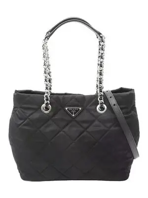 Prada 2010s Quilted Chain Tote Bag - Black
