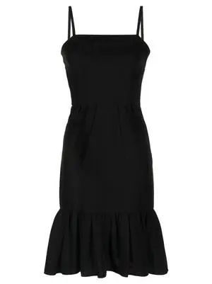 Prada Ruffle-hem Crepe Dress - Black