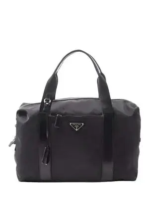 Prada Vela Leather-trimmed Tote Bag - Black