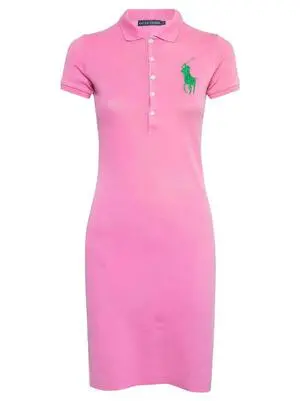 Polo Ralph Lauren Vintage Embroidered Logo Polo Dress - Pink