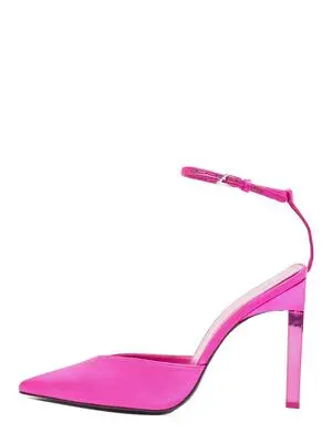 Attico 120mm Pointed Toe Satin Ankle Strap Pumps - Pink