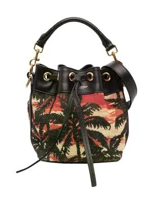 Saint Laurent 2015 Small Palm Tree Print Emmanuelle Bucket Bag - Black