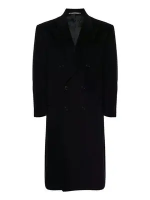 Pierre Cardin 1970s Double-breasted Brushed Coat - Blue