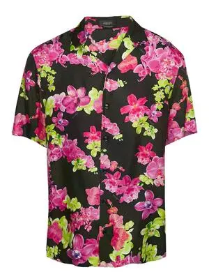 Versace Floral Silk Shirt - Black