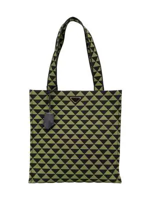 Prada Jacquard Triangolo Symbole Shopping Tote Bag - Green