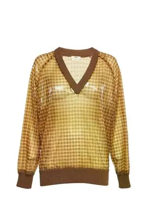 Fendi Sequin Gingham-pattern Sweatshirt - Yellow