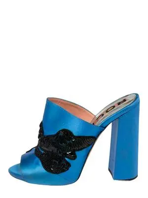Rochas 110mm Sequined Satin Sandals - Blue