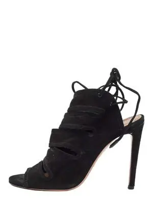 AQUAZZURA 100mm Suede Sandals - Black