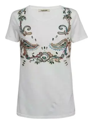 Roberto Cavalli Paisley-embellished T-shirt - White