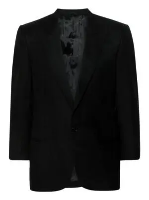 Pierre Cardin 1980s Peak Lapels Wool Blazer - Black