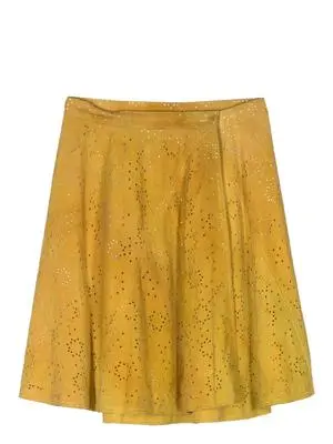 Alaïa 1980s Suede Wrap Skirt - Yellow