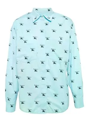 Burberry Logo-print Cotton Shirt - Blue