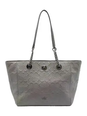 COACH® Vintage Embossed Leather Tote Bag - Grey