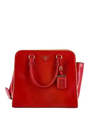 Prada Promenade Vernice Saffiano Leather Satchel - Red