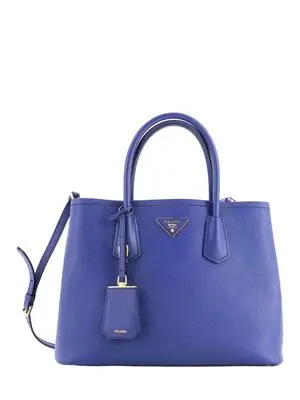 Prada Cuir Double Saffiano Leather Medium Tote Bag - Blue