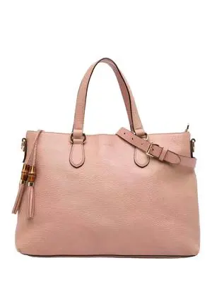 Gucci Leather Bamboo Tassel Satchel - Pink