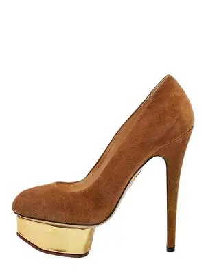 CHARLOTTE OLYMPIA 145mm Suede Platform Pumps - Brown