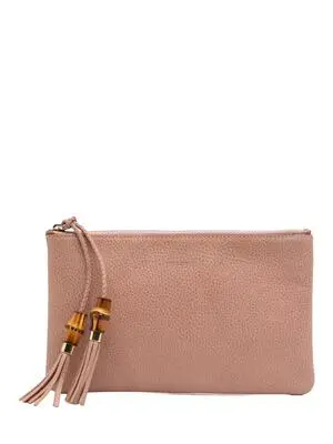Gucci Calfskin Bamboo Clutch Bag - Pink