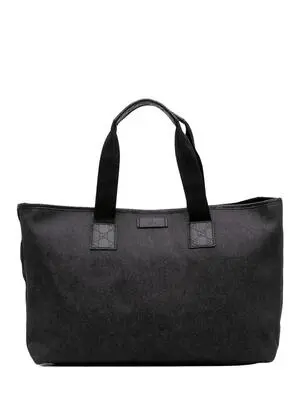 Gucci Guccissima Trimmed Denim Tote - Black