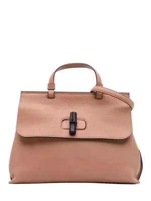 Gucci Leather Bamboo Daily Satchel - Brown
