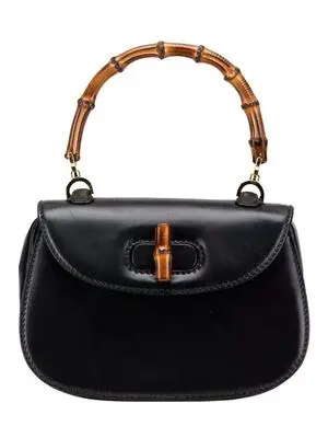 Gucci 20th Century Calfskin Bamboo Night Handbag - Black
