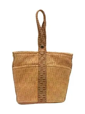 Hermès Pre-owned 1990-2010 Woven Straw Saxo Mm Bucket Bag - Brown