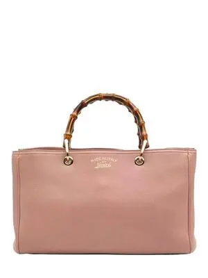 Gucci Medium Calfskin Bamboo Shopper Satchel - Pink