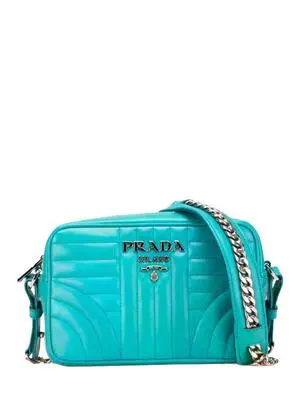 Prada Soft Calf Diagramme Camera Crossbody Bag - Blue