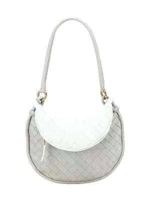 Bottega Veneta Small Bicolor Lambskin Intrecciato Gemelli Hobo Bag - Grey