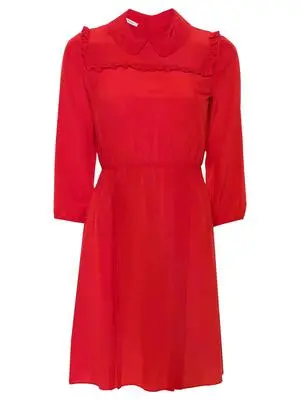 Miu Miu 2000s Ruffled Silk Dress - Red