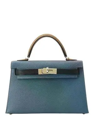 HERMÈS 2024 Mini Kelly Sellier 20 Tricolore Epsom Permabrass Hardware Tote Bag