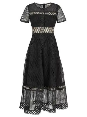 Maje Eyelet-detail Lace Midi Dress - Black