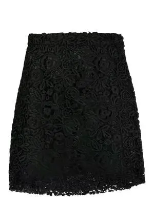 Miu Miu Floral Lace A-line Skirt - Black