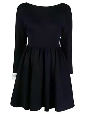 Miu Miu Ribbed-trim Long-sleeve Dress - Blue