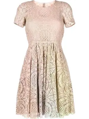 Burberry Lace Short Sleeve Dress - Neutrals