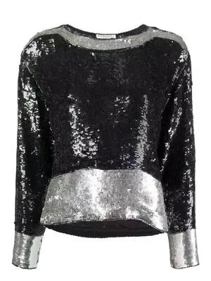 Saint Laurent 1970s Sequin-embellished Top - Black