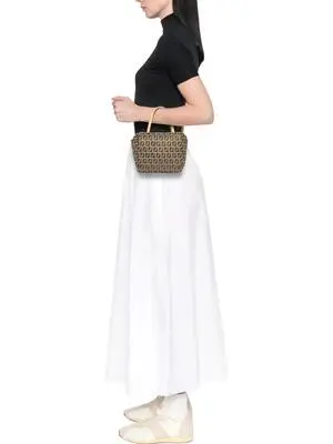 Fendi Zucchino Canvas Handbag - Brown