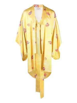 A.N.G.E.L.O. VINTAGE CULT 1990s Beach Print Silk Coat - Yellow
