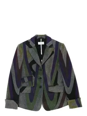 Emilio Pucci Pre-owned Wave-print Wool Blazer - Grey