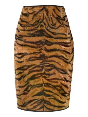 Gianfranco Ferre 1990s Animal-print Pencil Skirt - Brown
