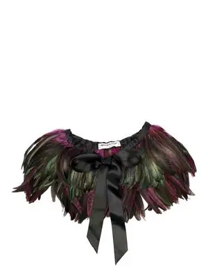 Saint Laurent 1970s Tie-front Feather Collar - Black